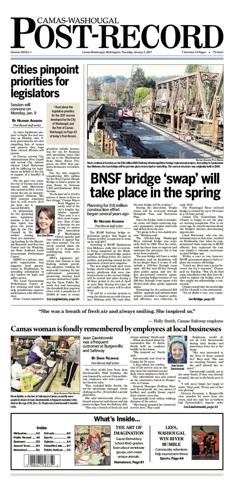 Thursday, Jan 5th - Camas-Washougal Post-Record